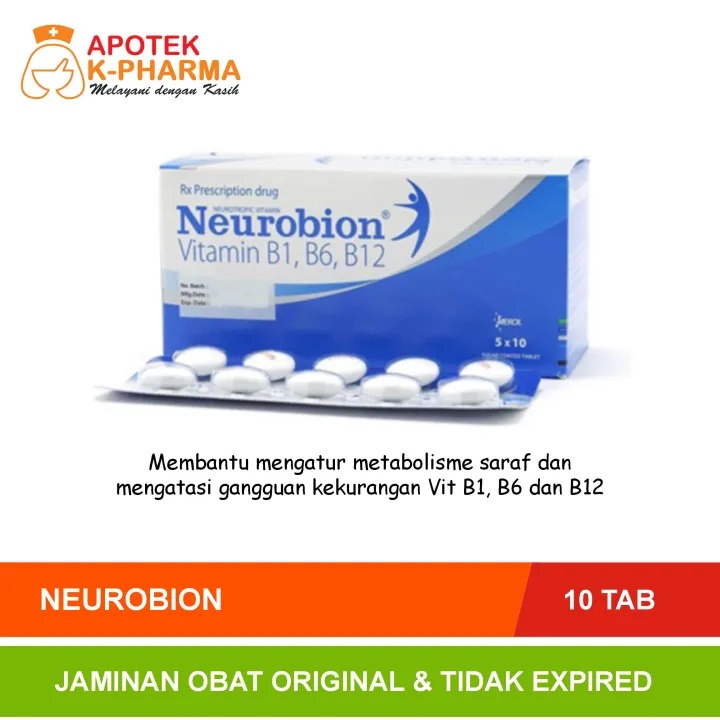 Neurobion Vitamin B1, B5, B12 Strip Isi 10 Tablet Obat Original Merck ...