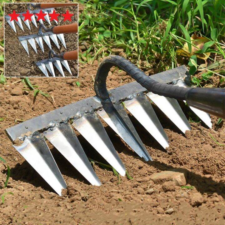 Metal Weeding Hoe Rake Stainless Steel Garden Weeders Grass Rooting ...