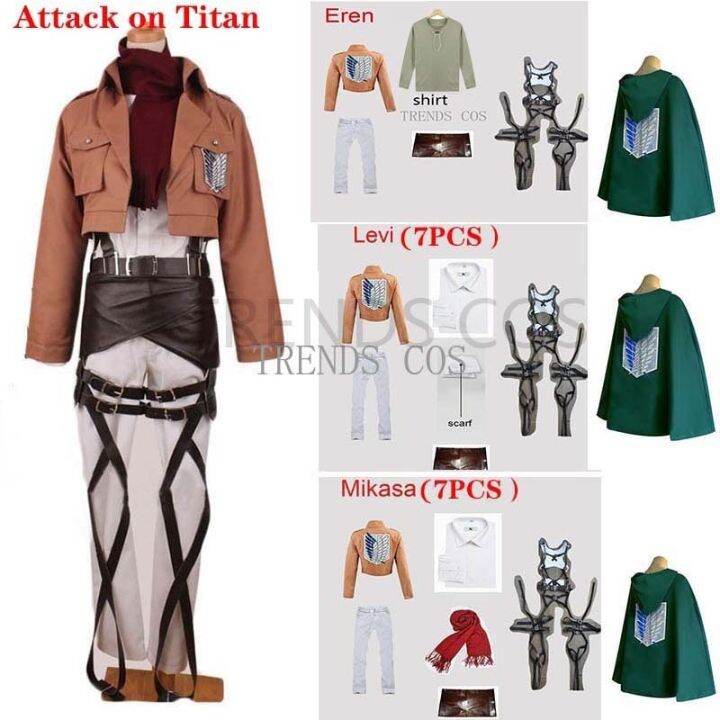 Male/Female AOT Attack on Titan Mikasa Eren Jaeger Levi Ackerman Hange ...