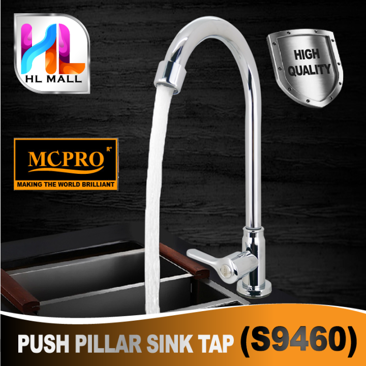 MCPRO Plus Kitchen Faucet PUSH PILLAR SINK WATER TAP WITH BALL BEARING ...