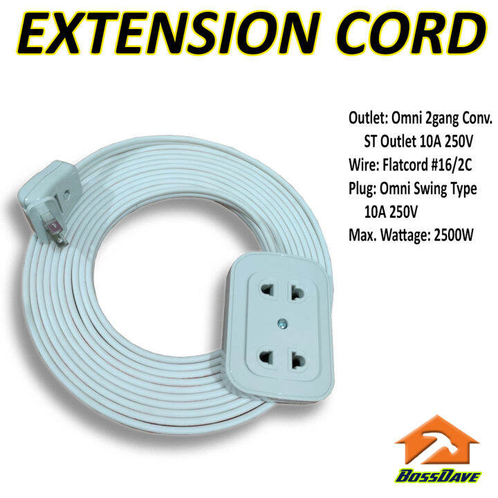 Extension Cord with Omni 2Gang Convenience Outlet Length 1Meter to ...