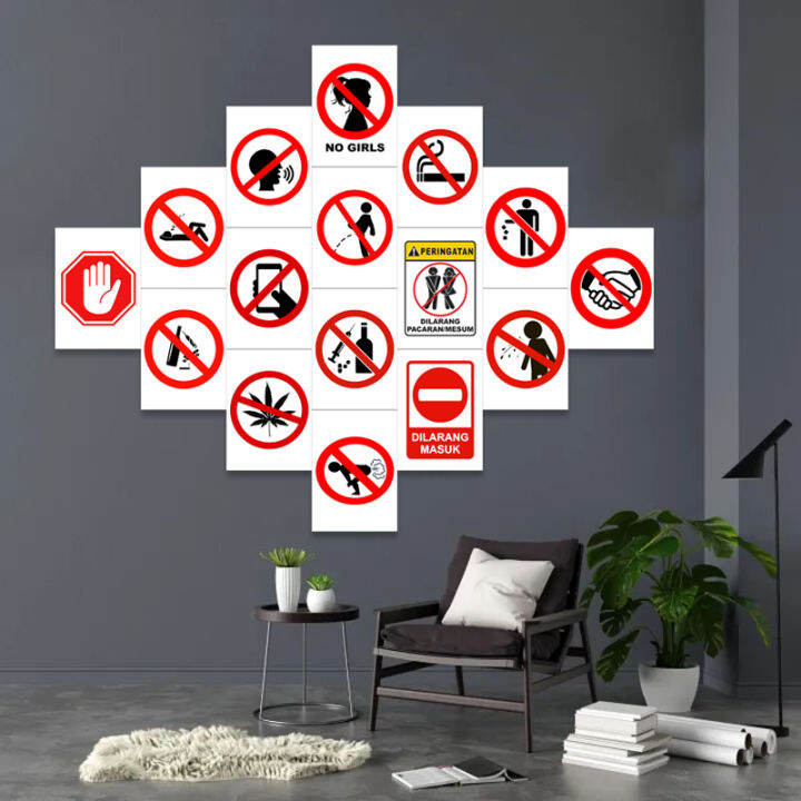 (isi 16pcs) Poster Dinding Aesthetic Ukuran A6 A5 A4 Warning | SC38 ...