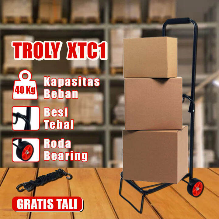 Trolley barang serbaguna Trolley Besi Lipat Troli Galon Gas Kardus ...