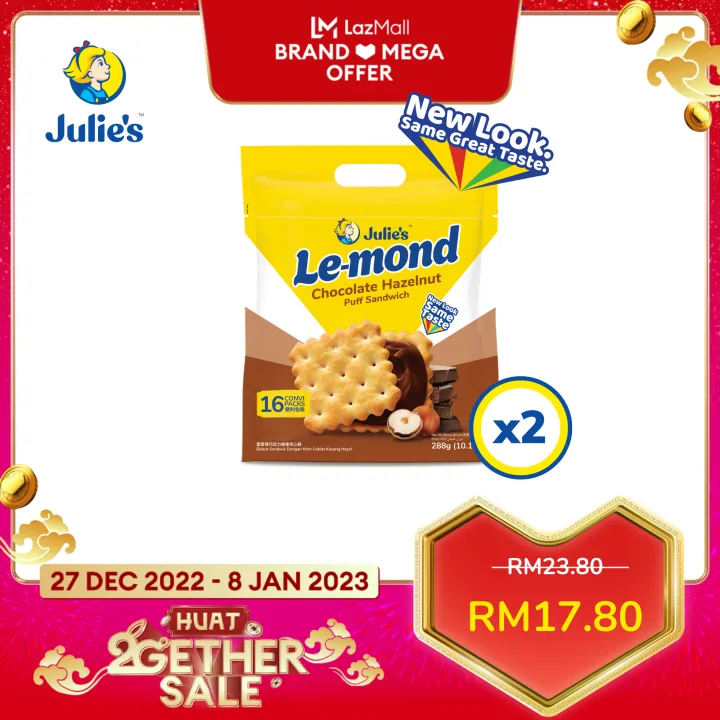 Julie's Le-mond Chocolate Hazelnut Puff Sandwich 288g x 2 packs | Lazada
