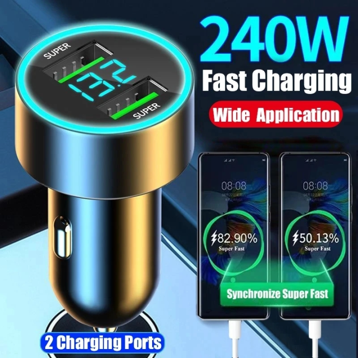 240W 2 Ports Type-C DC5V PD Fast Charging Car Charger USB Type C Phone Adapter Chargers In Car ...