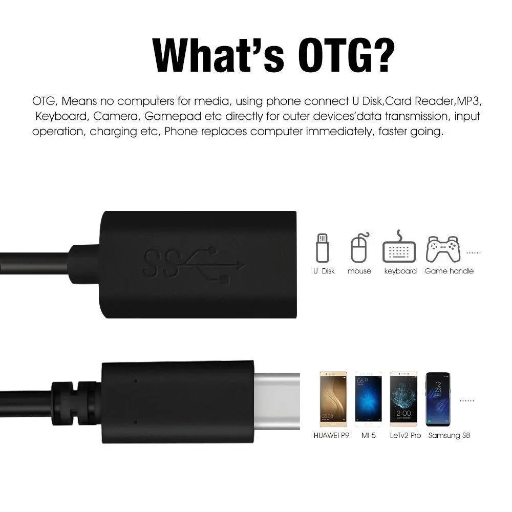 USB OTG TYPE C FOR HUAWEI P9 P10 MATE ANDROID TYPE C สายถักไนลอน Type C ...