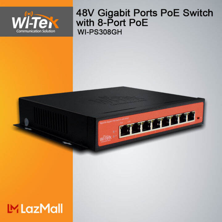 Wi-Tek WI-PS308GH 8-Port 48V Gigabit Ports PoE Switch with 8-Port PoE ...