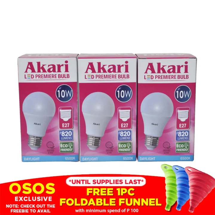 AKARI ORIGINAL Premiere LED Bulb Trio Value Pack 10watts Daylight ...
