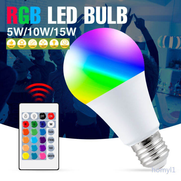 220V E27 Rgb Light Bulb Led Lamp 5W 15W Rgb Lampada Colorful Changing ...