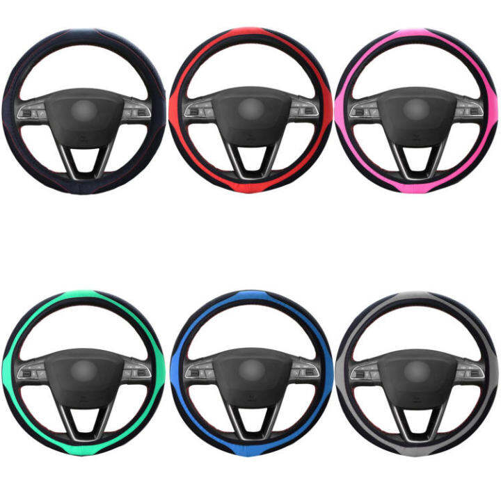 Car Steering Wheel Cover 37-38cm Microfiber PU Leather Steering Wheel ...