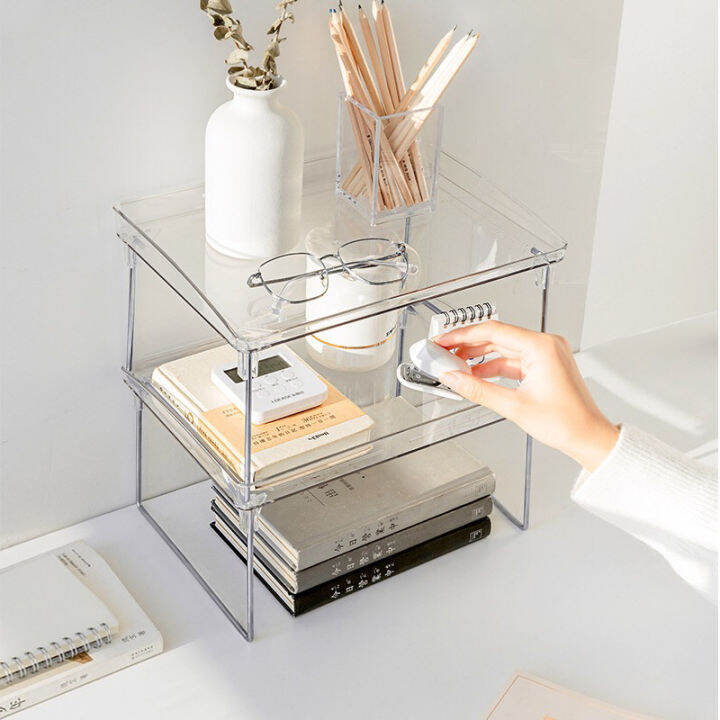 O-KAY Rack Table Transparan Rak Transparan Storage Rack Putih Rack ...