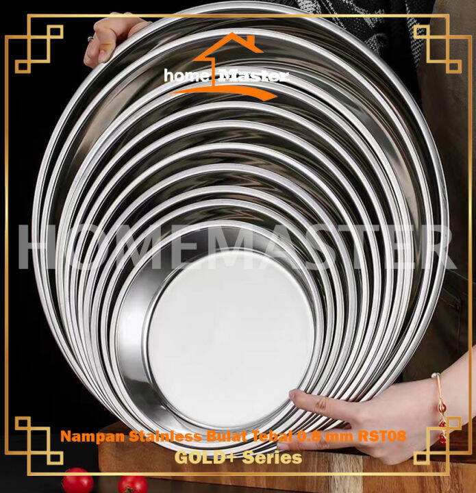 HomeMaster Nampan/Tray Bulat/Round 0.8 mm Stainless/Besi Baja Tahan ...