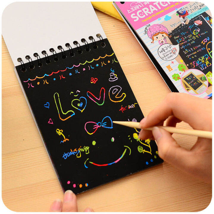🎀NEW🎀Kids DIY Colourful Magic Scraping Scratch Book Art Drawing Craft ...