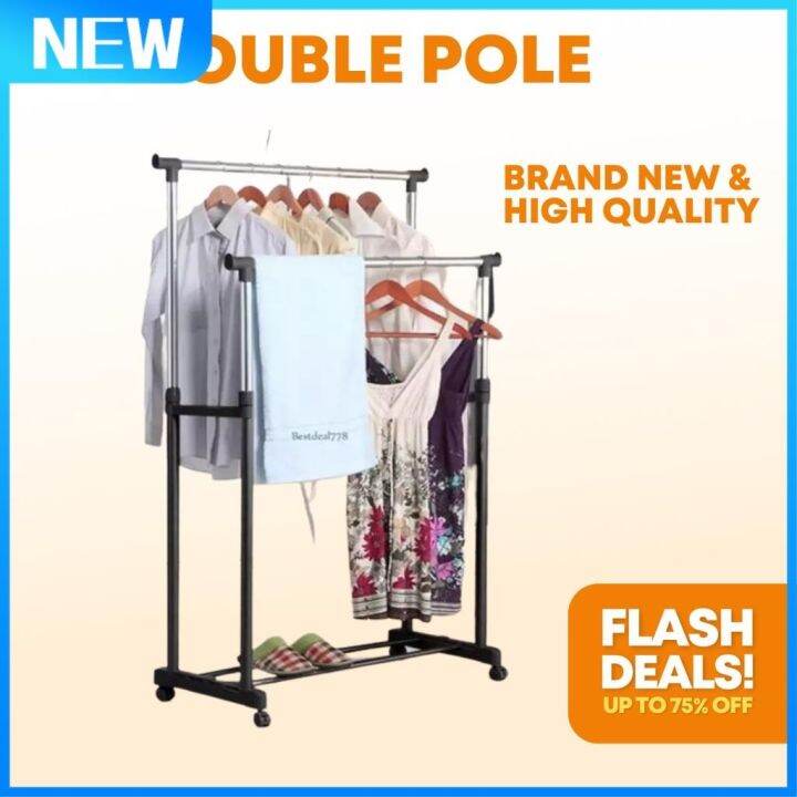 【COD】 hunger for clothes Stainless Steel Dryer Rack Double Rail Hanging ...