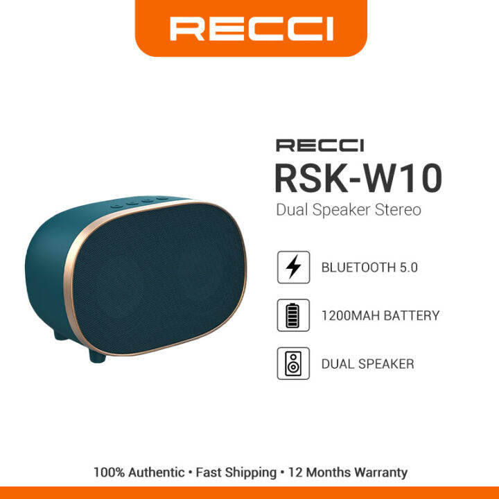 Recci RSK-W10 V5.0 Bluetooth + Audio Speaker Minimalist Style Design Dual Speaker Stereo 1200mAh ...