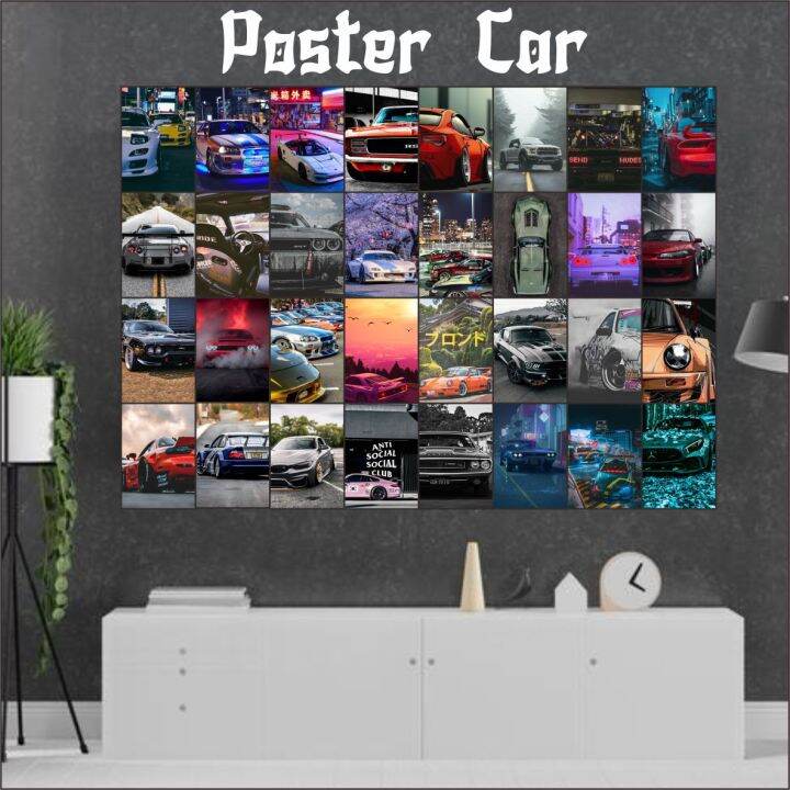 Poster Mobil isi 32Pcs Gambar Mobil Dekorasi Kamar Aesthetic Poster ...
