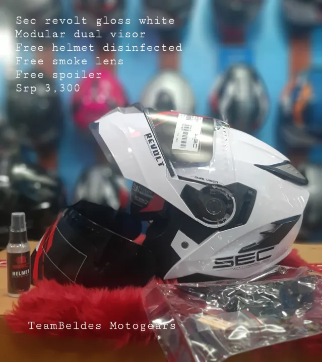 Sec revolt glossy white modular dual visor | Lazada PH