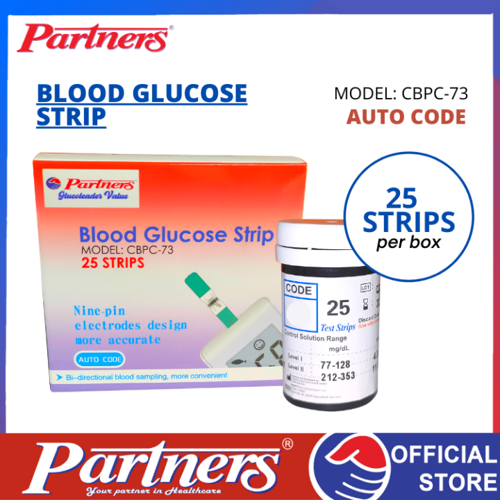 Partners GlucoLeader Value Blood Glucose Test Strip 25pcs (Upgraded ...