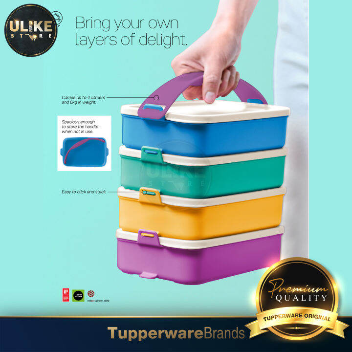TUPPERWARE Click To Go with Handle (900ml) / Lunch Box Tupperware ...