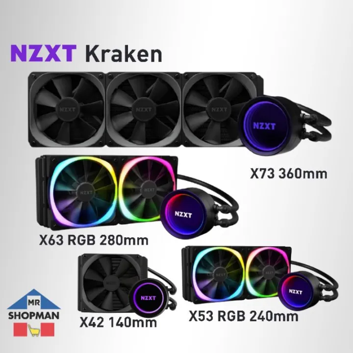 NZXT Kraken X42 / X53 RGB / X63 RGB / X73 RGB Liquid Cooling Cpu Cooler ...