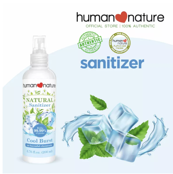 Human Nature Cool Burst Natural Sanitizer (Non-Drying with Aloe Vera ...