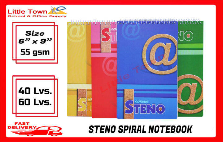 Steno spiral notebook 40lvs / 60lvs 55gsm Assorted color | Lazada PH