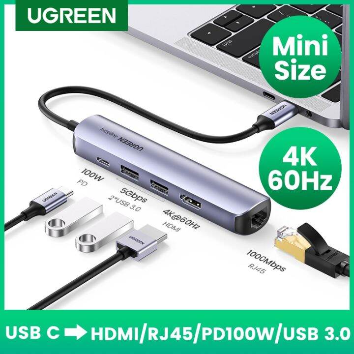 UGREEN USB C Hub Mini Size USB Type C 3.1 to 4K HDMI RJ45 USB 3.0 ...