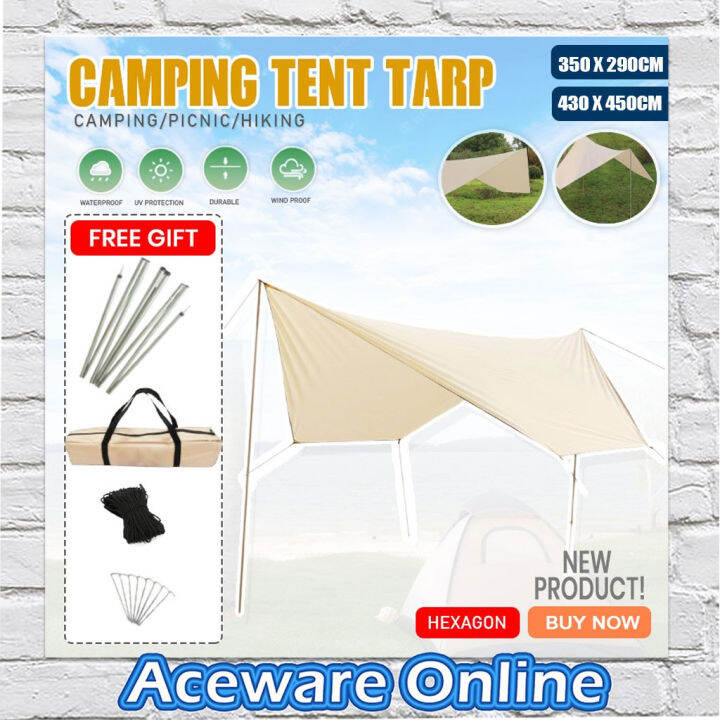 430 x 450cm Flysheet Waterproof Groundsheet Camping Tarp Tent Shelter ...