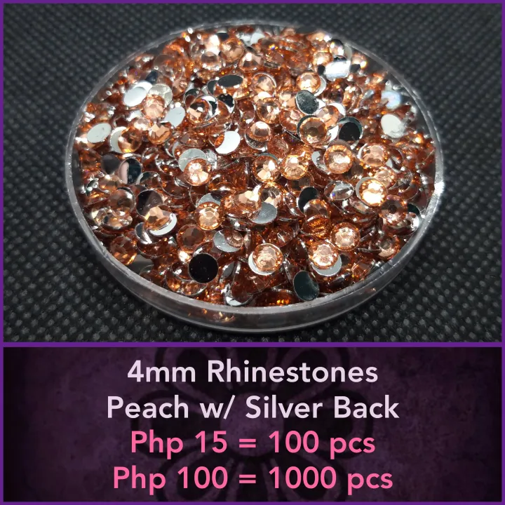 4mm Rhinestones - Peach w/ Silver Back (100pcs) | Lazada PH