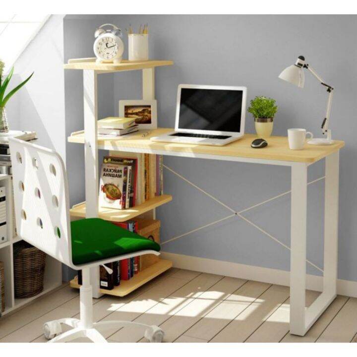 B144 MEJA BELAJAR MINIMALIS RAK BUKU MEJA KERJA MEJA KOMPUTER BESI KAYU ...