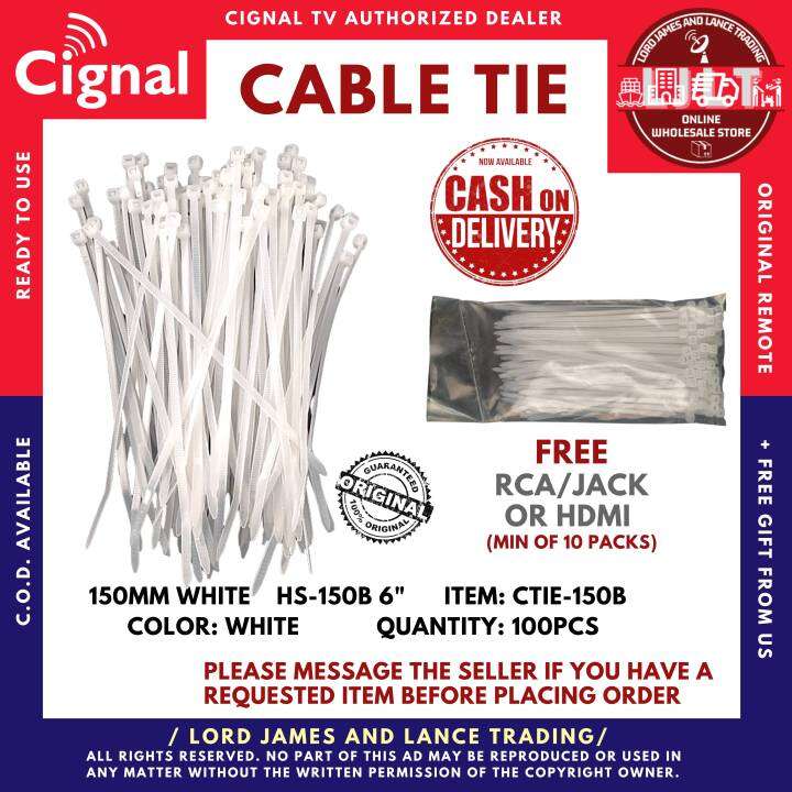 Original Cignal Cable Tie - Standard (100pcs - 1 pack) + (FREEBIES ...