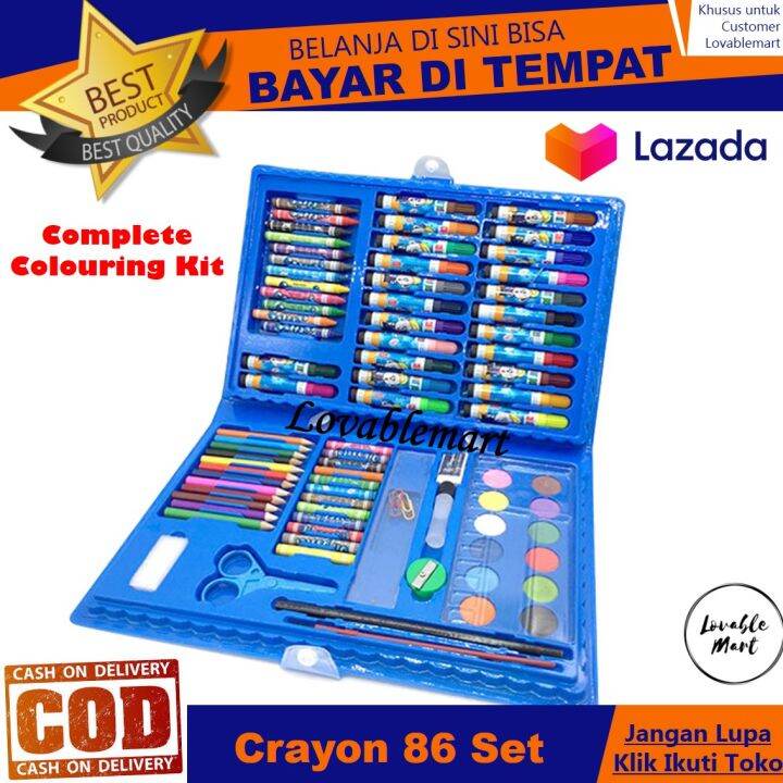 Crayon 86 Set Bisa Bayar di Tempat LAZ COD Pensil Warna Krayon Kotak ...