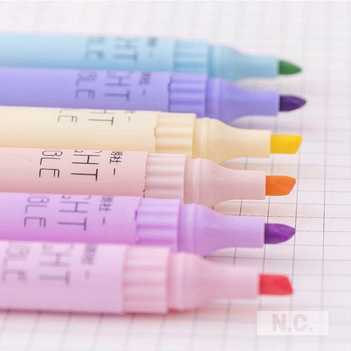 CHOSCH 6in1 Pastel Thin Double Ended Highlighter CS-H753 Stationary ...