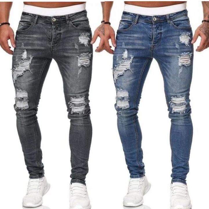ALVIN# Tattered Jeans For Men Skinny Stretchable Pants | Lazada PH