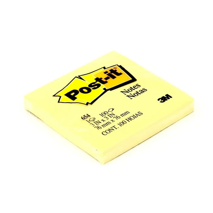 Post it 654 Yellow 3M / Notes Notas 3M / 76 mm x 76 mm / Isi 100 Lembar ...
