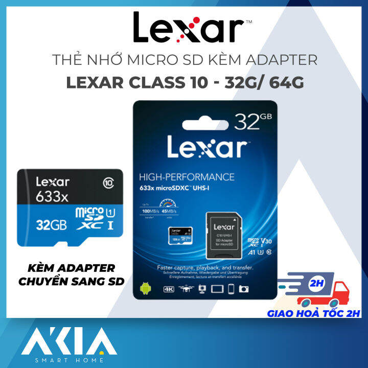 Thẻ nhớ Micro SD Lexar 32GB/ 64GB/ 128GB, A1 Class 10, 633x U1 100MB/s ...