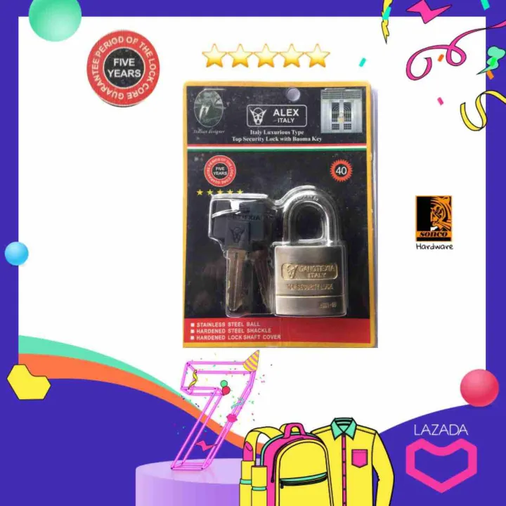 Italy Luxurious Type Top Anti Cut Security Pad Lock with Baoma key | Lazada