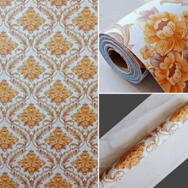Wallpaper Stiker Dinding Batik Coklat Muda 45cm X 10m Best Quality