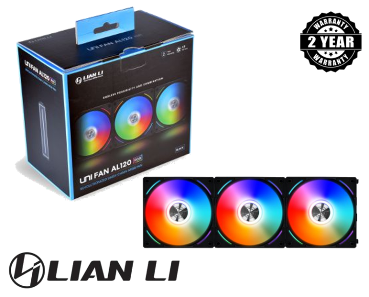 Lian Li Uni Fan AL120 Black ARGB (3 Fan Pack, 120mm, PWM, ARGB, Black ...