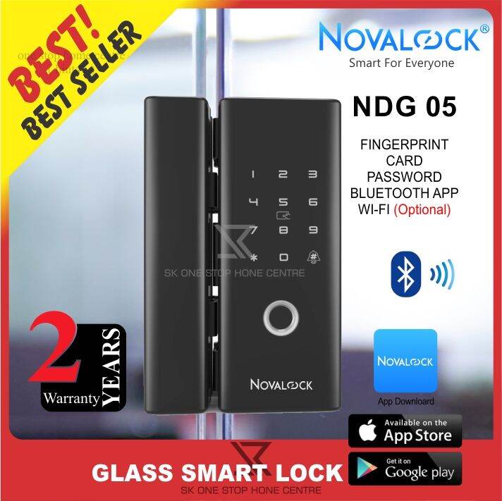 Novalock NDG 05 Bluetooth APP SMART Glass Rim Fingerprint DIGITAL DOOR ...