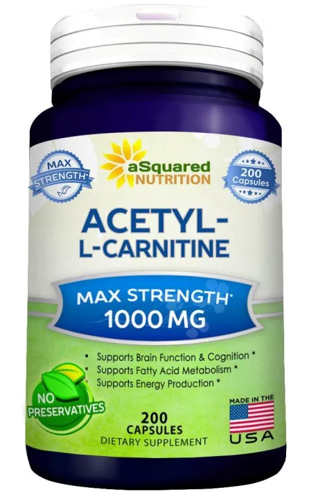 Pure Acetyl L-Carnitine 1000mg Max Strength - 200 Capsules - High ...