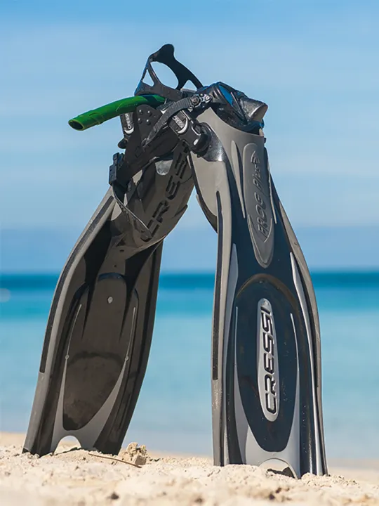 Cressi FROG PLUS Adjustable Fins Open Heel Scuba Diving Fin Equipment ...
