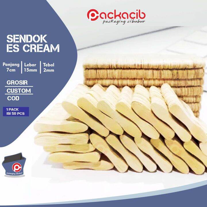 Sendok Kayu Es Krim (isi 50pcs) | Sendok es krim kayu pinus | Sendok Es ...