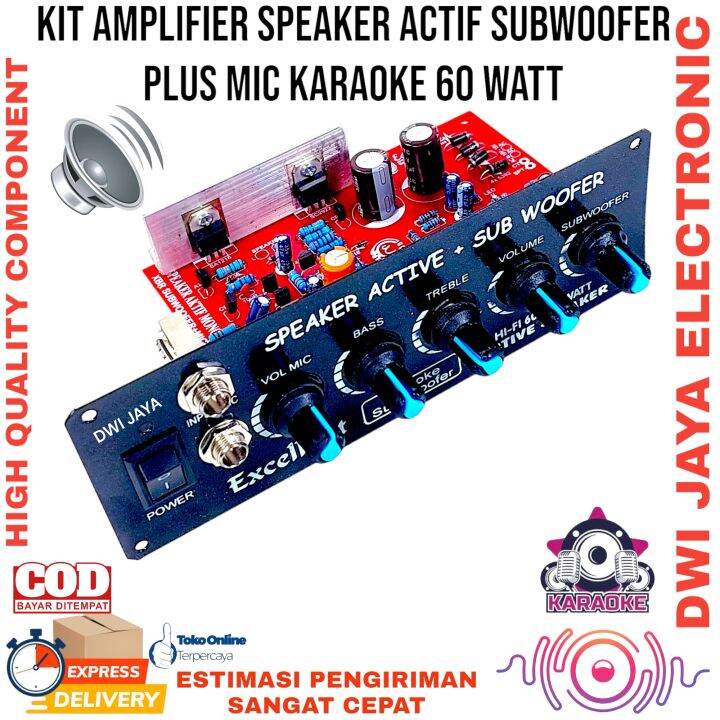 KIT Amplifier SPEAKER AKTIF 60W MONO + SUB + MIC +P.S.A Kit active speaker 60 watt mono | Lazada ...