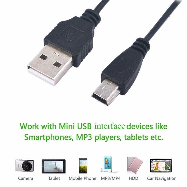 Mini USB 2.0 Cable 5Pin Mini USB to USB Fast Data Charger Cables for ...