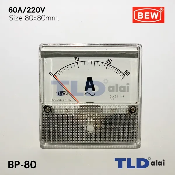 พาแนลมิเตอร์ แบบเข็ม ขนาด 60A ขนาด 80x80 mm. รุ่น BP-80 พร้อมอุปกรณ์ยึด ...