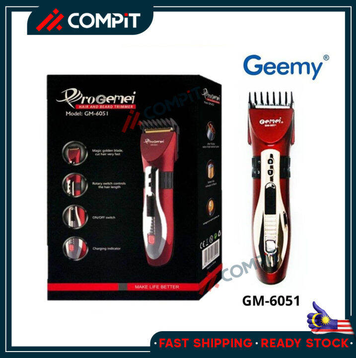 GEEMY GM-6051 Cordless Professional Hair Trimmer and beard Trimmer Gunting Rambut Geemy Hair ...