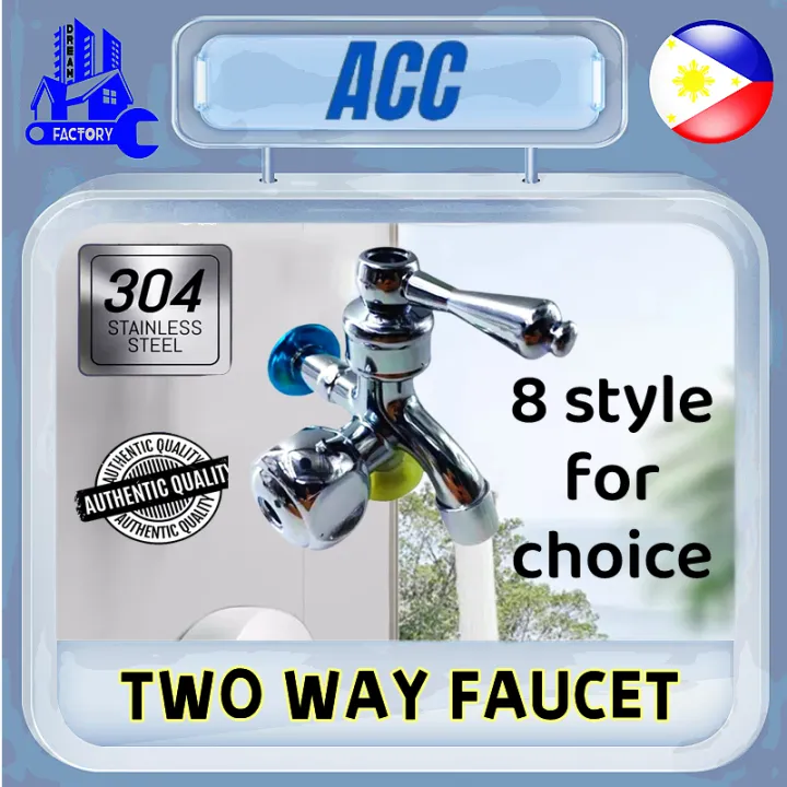 ACC SUS304 Stainless Steel Two Way Faucet1 In 2 Out Head Two Way Wall ...