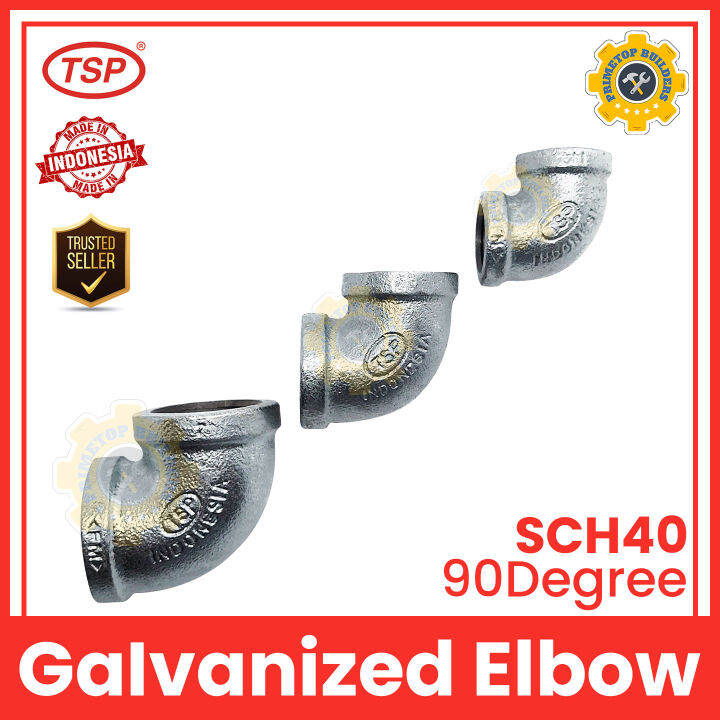 TSP Galvanized Pipe Fittings Elbow 90 Degree HD 1/2", 3/4", 1" Made In ...