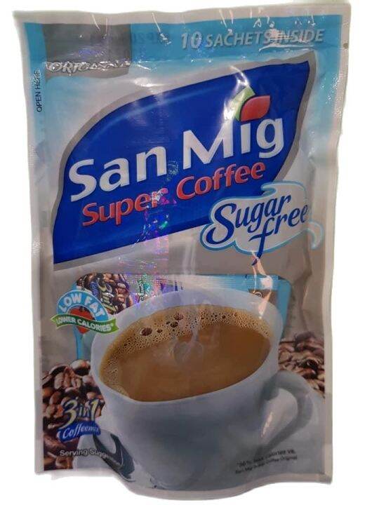 San Mig Super Coffee Sugar Free Original or Mild Flavor - 3 in 1 Coffee Mix - 3 packs x 70 grams ...
